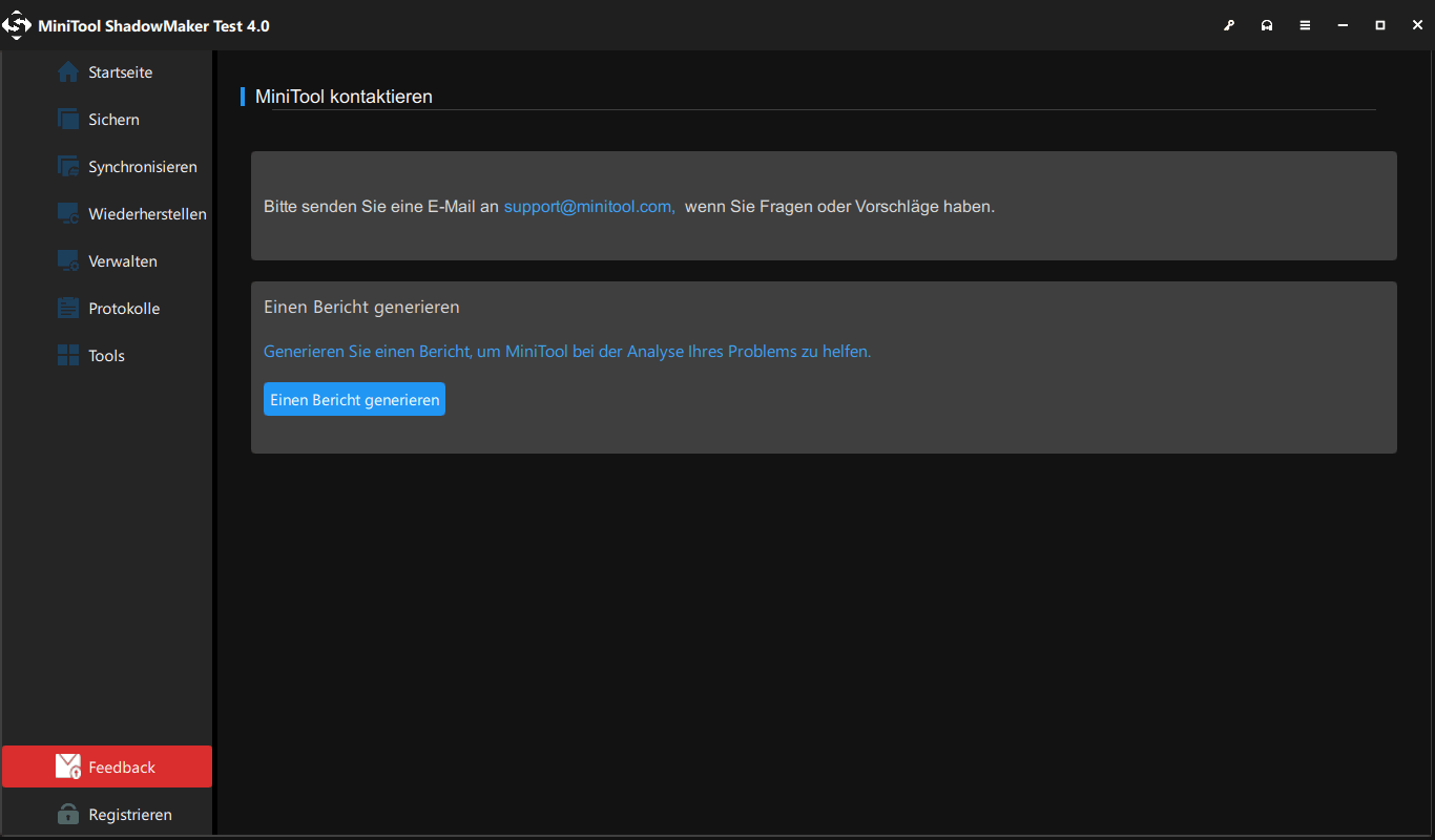Kontaktieren Sie uns für Hilfe bei der Verwendung von MiniTool ...