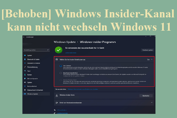 [Behoben] Windows Insider-Kanal kann nicht wechseln Windows 11 - MiniTool