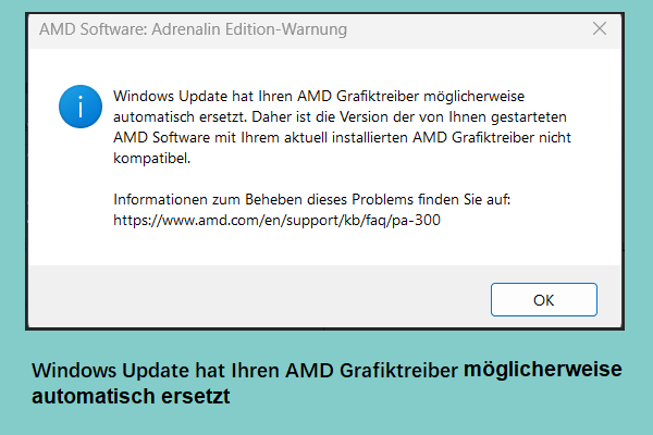 Windows Update hat AMD möglicherweise automatisch ersetzt Windows Update hat AMD möglicherweise automatisch ersetzt