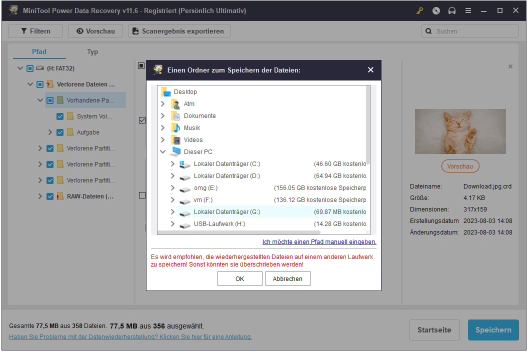 Wie stellt man Daten von einem Wechseldatenträger wieder her?