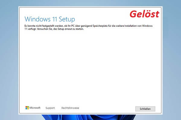 Ob genügend Speicherplatz für Windows 11 Installation verfügbar