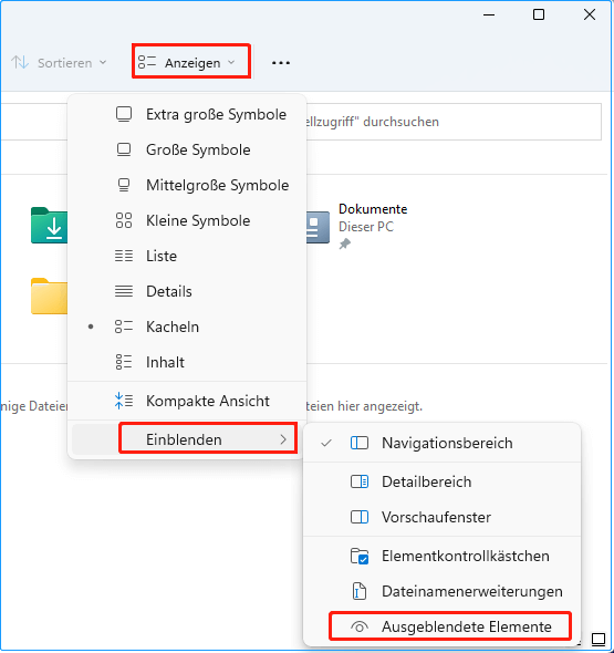Versteckte Dateien und Ordner unter Win10/11 wiederherstellen