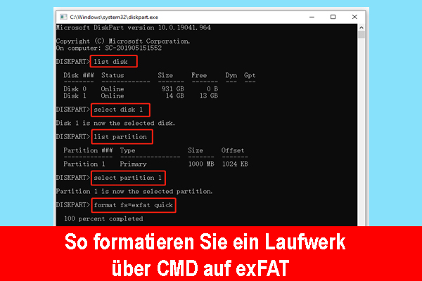 So formatieren Sie ein Laufwerk über CMD auf exFAT – MiniTool