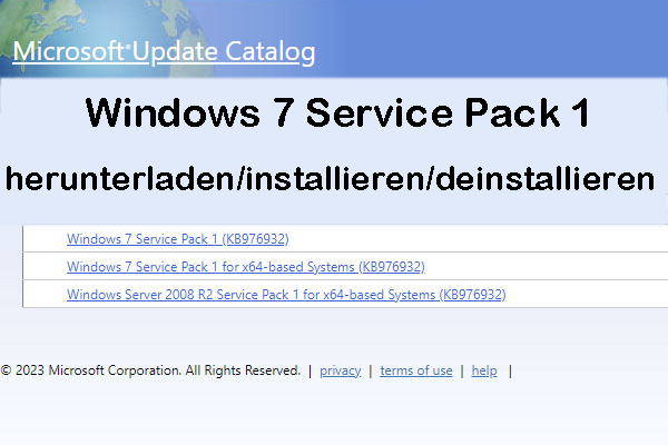 Windows 7 Service Pack 1 herunterladen/installieren/deinstallieren