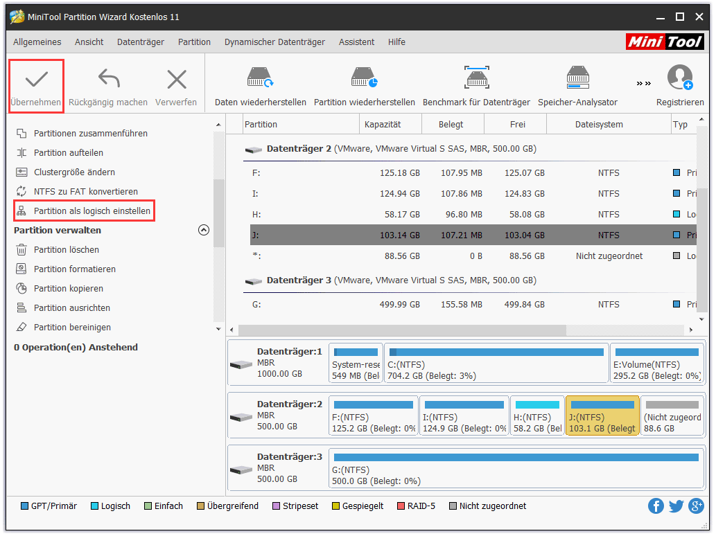 Keine freie MBR-Slots beim Erstellen/Aufteilen der Partition