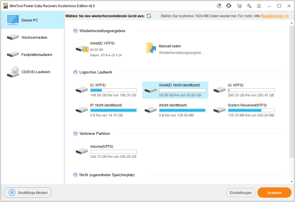 Gelöschte/formatierte Dateien aus exFAT-Partition retten - MiniTool