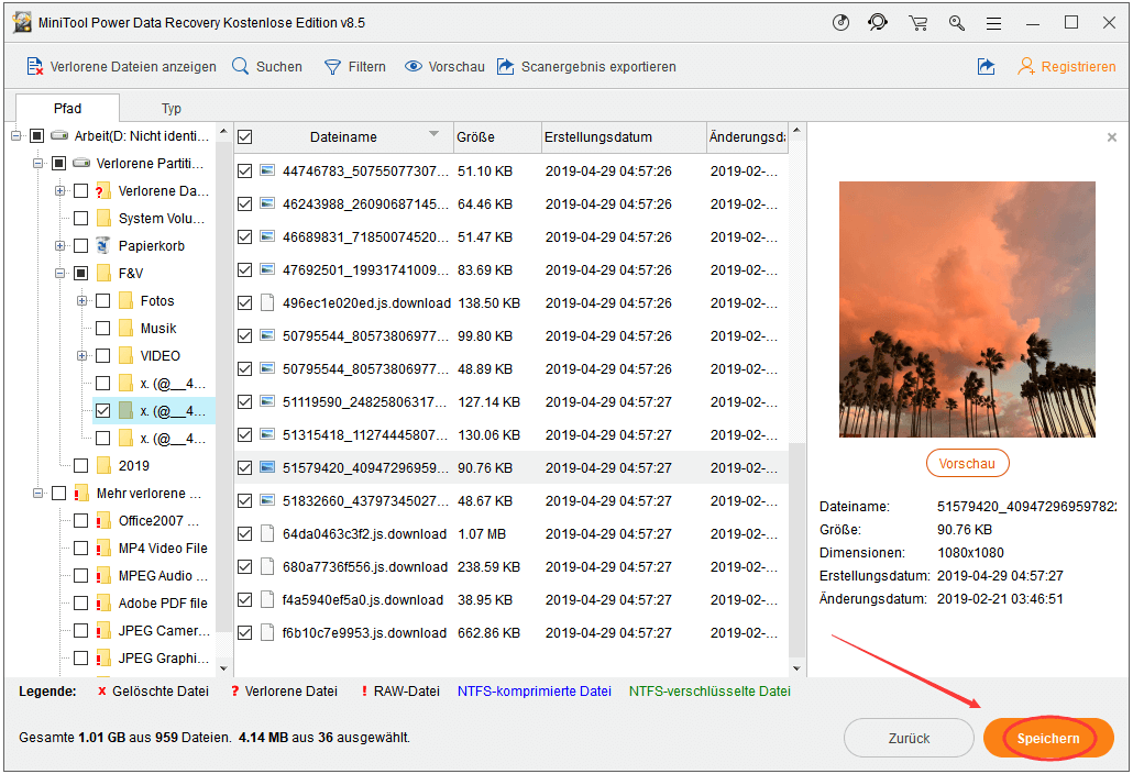 Gelöschte/formatierte Dateien aus exFAT-Partition retten - MiniTool