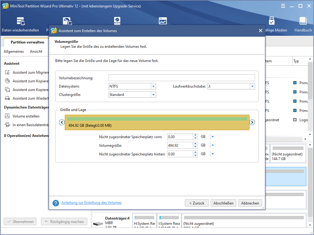 So Erstellen Sie Ein Volume Anleitung Von Minitool Partition Wizard