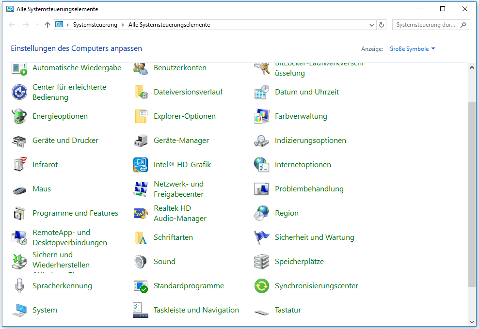 Begriffsglossar - Was ist die Systemsteuerung - MiniTool
