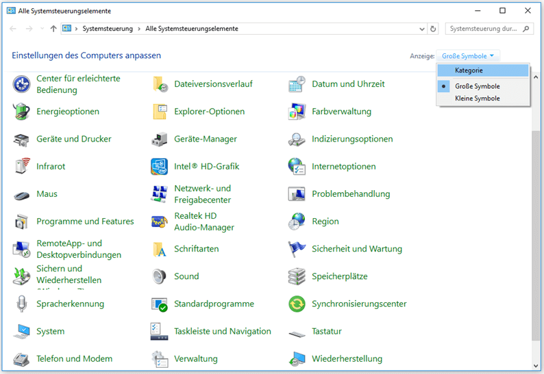 Begriffsglossar - Was ist die Systemsteuerung - MiniTool