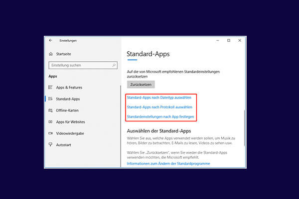 So legen Sie Standardprogramme/-apps in Windows 10 fest